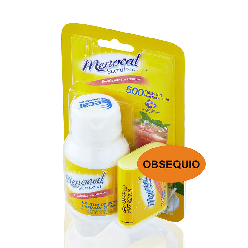 Menocal Sucralosa 500 Tabletas Gratis Dispensador 100 Tabletas ...